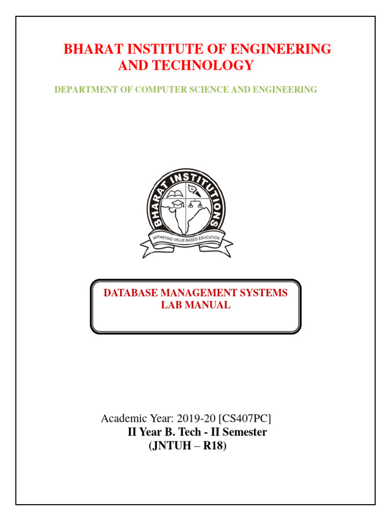 Dbms Lab Pdf Relational Database Databases