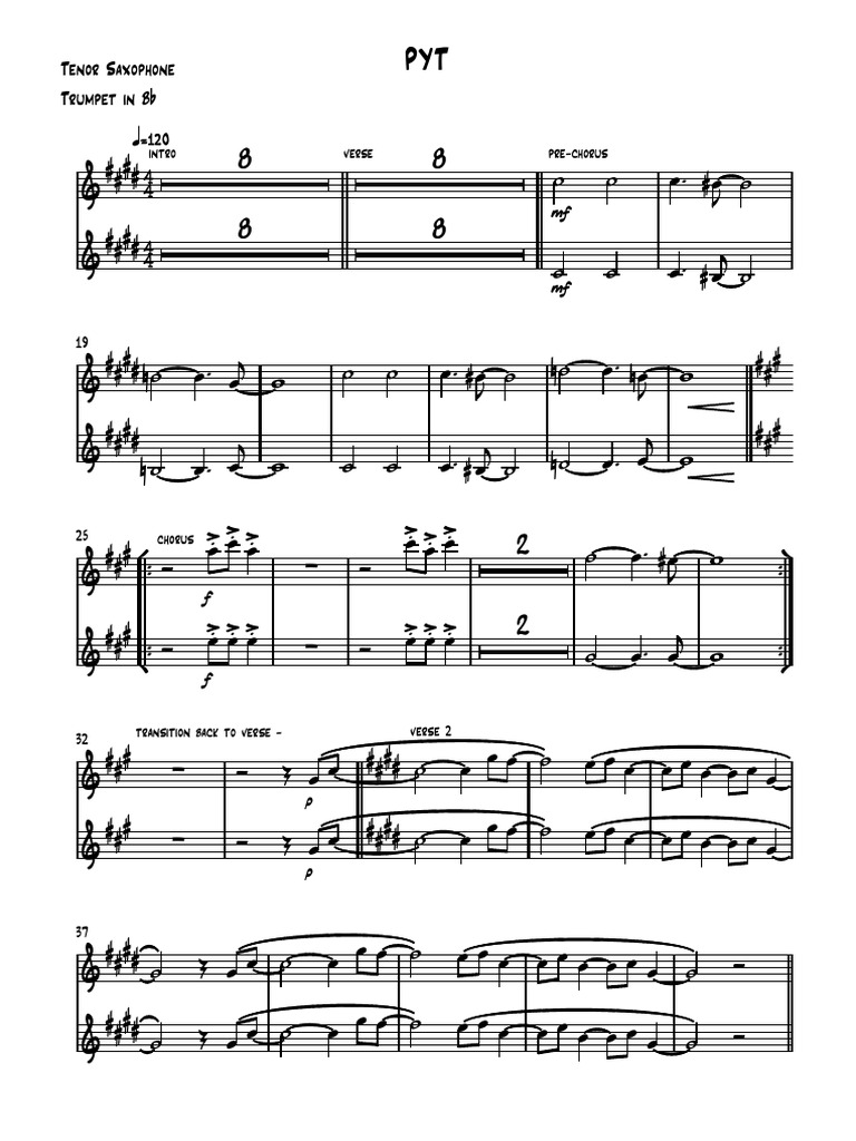 1 PYT Tenor Saxophone Trumpet in Bb | PDF