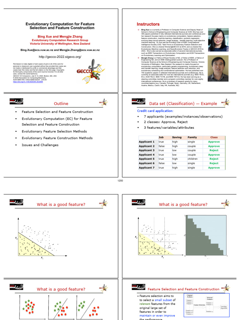 Evolutionary Computation For Feature Selection and Feature Construction | PDF | Statistical ...