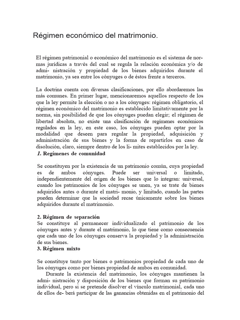 Régimen Económico Del Matrimonio | PDF