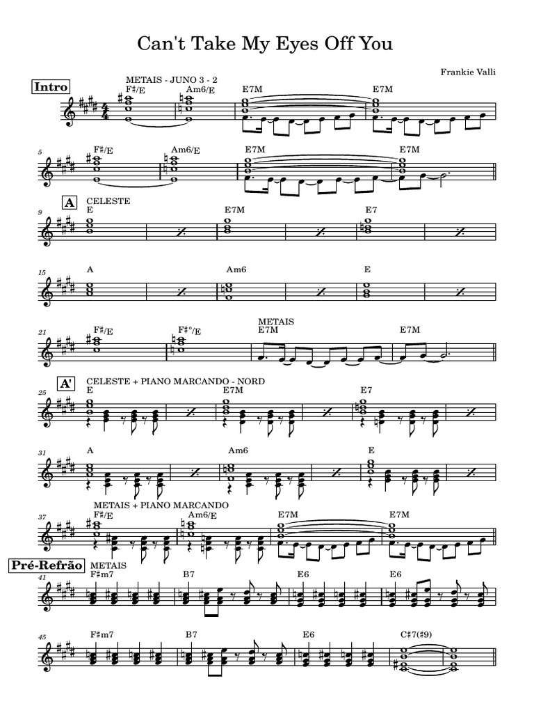 Can't Take My Eyes Off You | PDF | Songs Written | Song Recordings Produced