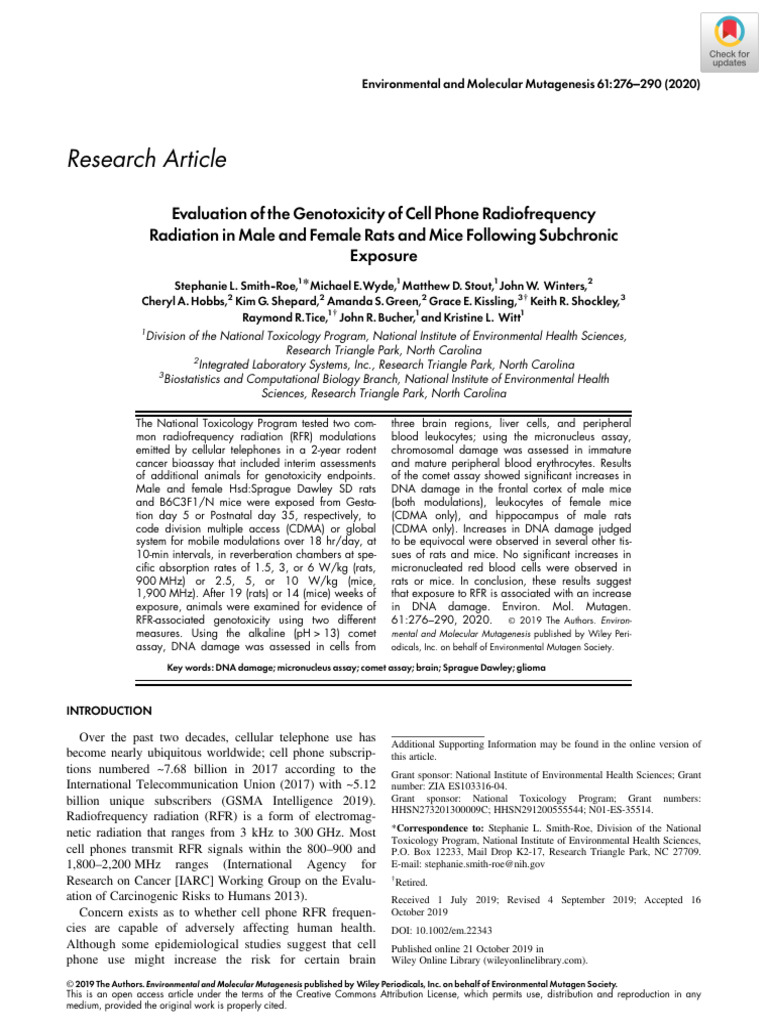 Evaluation of The Genotoxicity of Cell Phone in Rats | PDF | Cancer