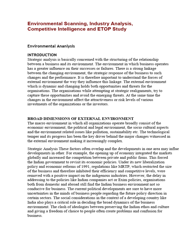 Methods for Environmental Scanning | PDF | Swot Analysis | Market ...