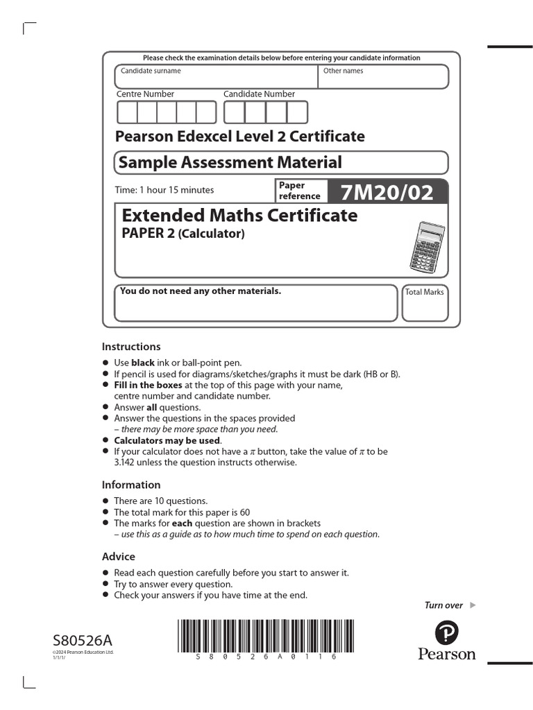 Level 2 Extended Maths Certificate Paper | PDF | Area | Triangle