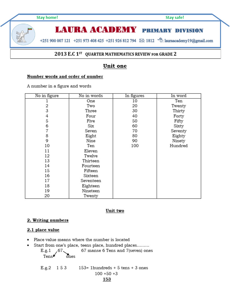 Grade 2 Math: Number Words & Place Value | PDF | Mathematics | Numbers