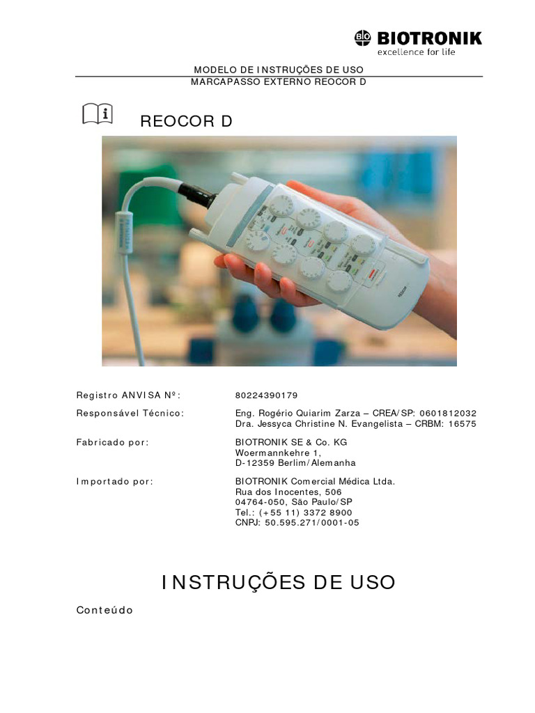 Instruções de Uso do Marcapasso Reocor D | PDF | Eletrocardiografia ...