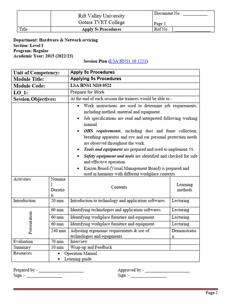 Apply 5s Procedures | PDF | Computing | Information Technology