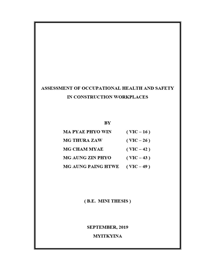 Assessment of Occupational Health and Sa | PDF | Occupational Safety ...