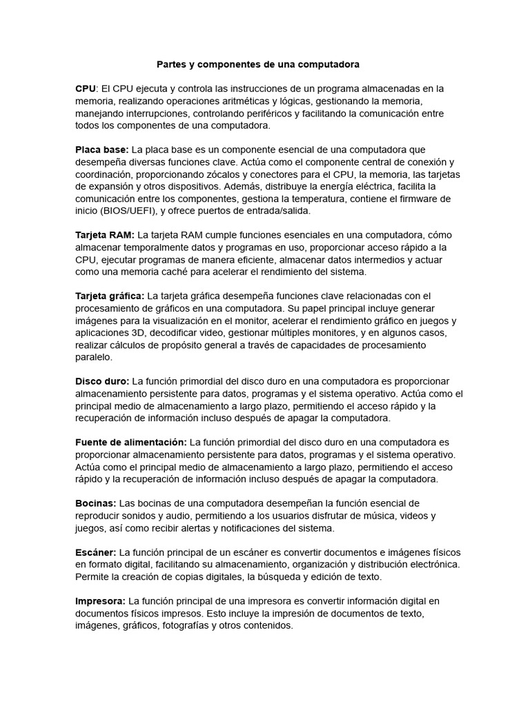 Partes y Componentes | PDF