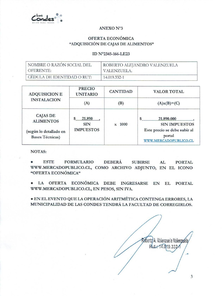 Anexo N°3 - Oferta Economica | PDF