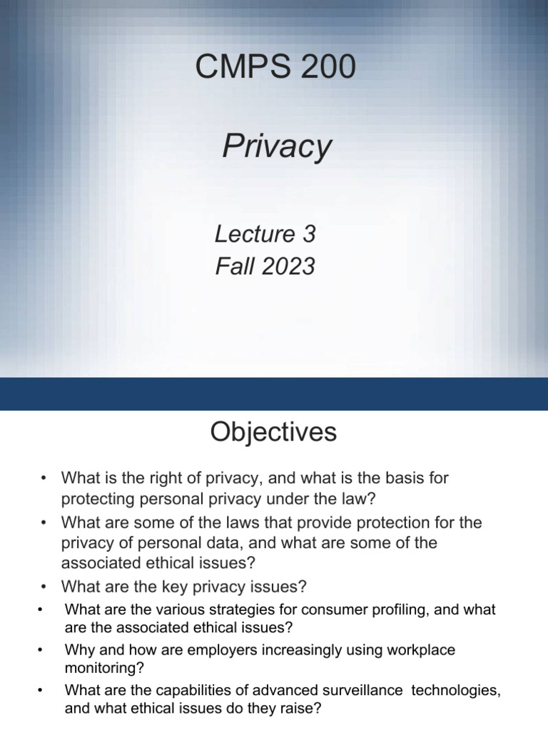 Lecture-3 privacy | PDF | Http Cookie | Internet Privacy