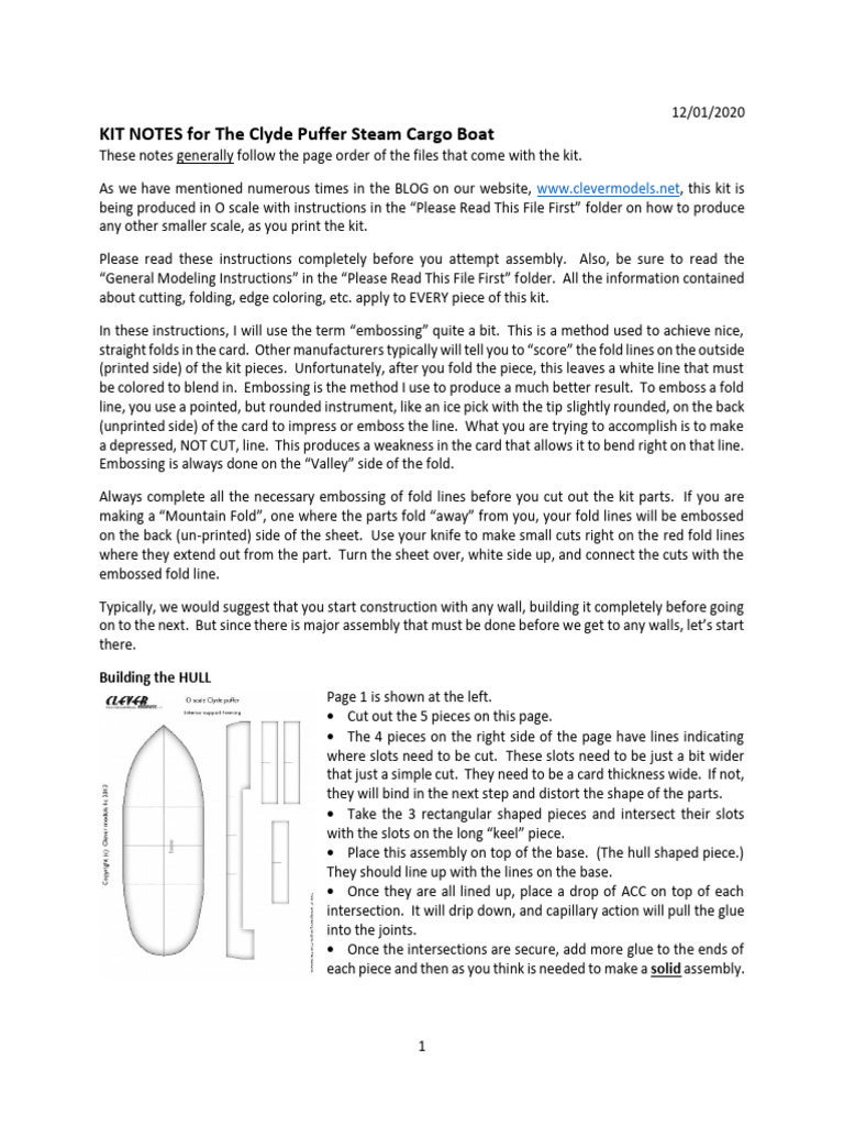 Clyde Puffer Boat Kit Assembly Guide | PDF | Deck (Ship) | Window