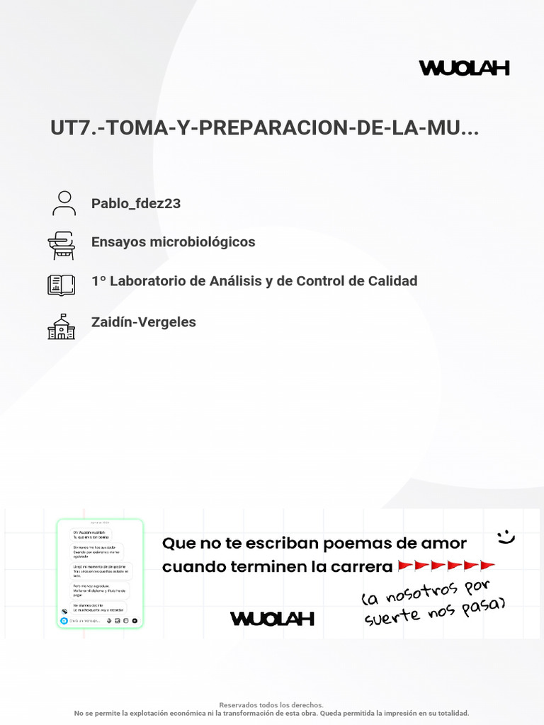 Wuolah Free Ut7. Toma y Preparacion de La Muestra | PDF | Muestreo (Estadísticas) | Alimentos