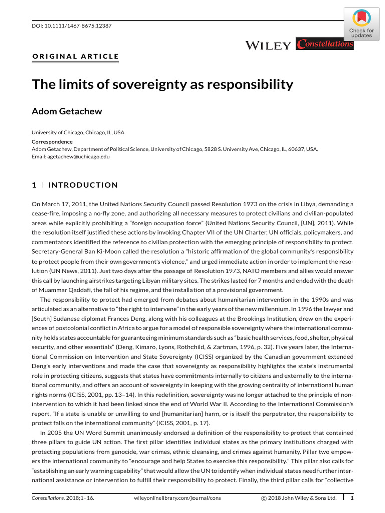 Rethinking International Responsibility | PDF | Responsibility To Protect | Sovereignty