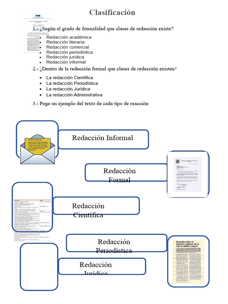 Tipos y Clasificación de Redacción | PDF