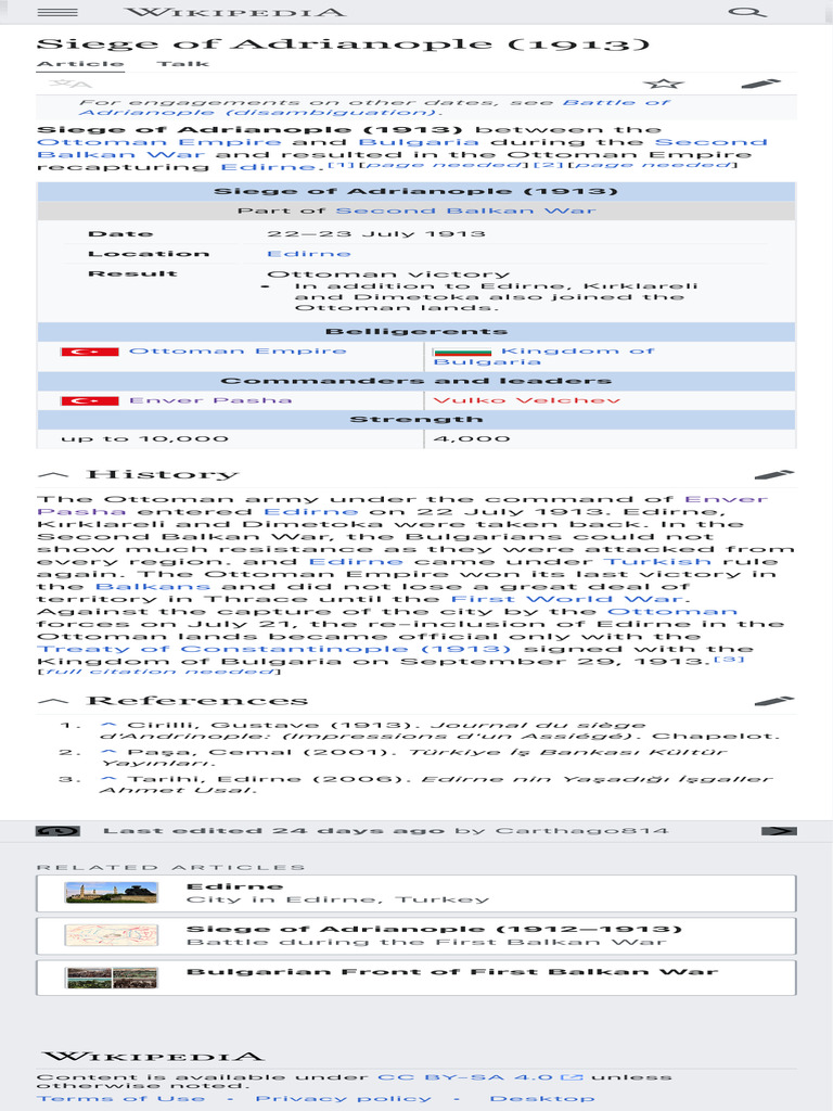 Siege of Adrianople (1913) - Wikipedia | PDF