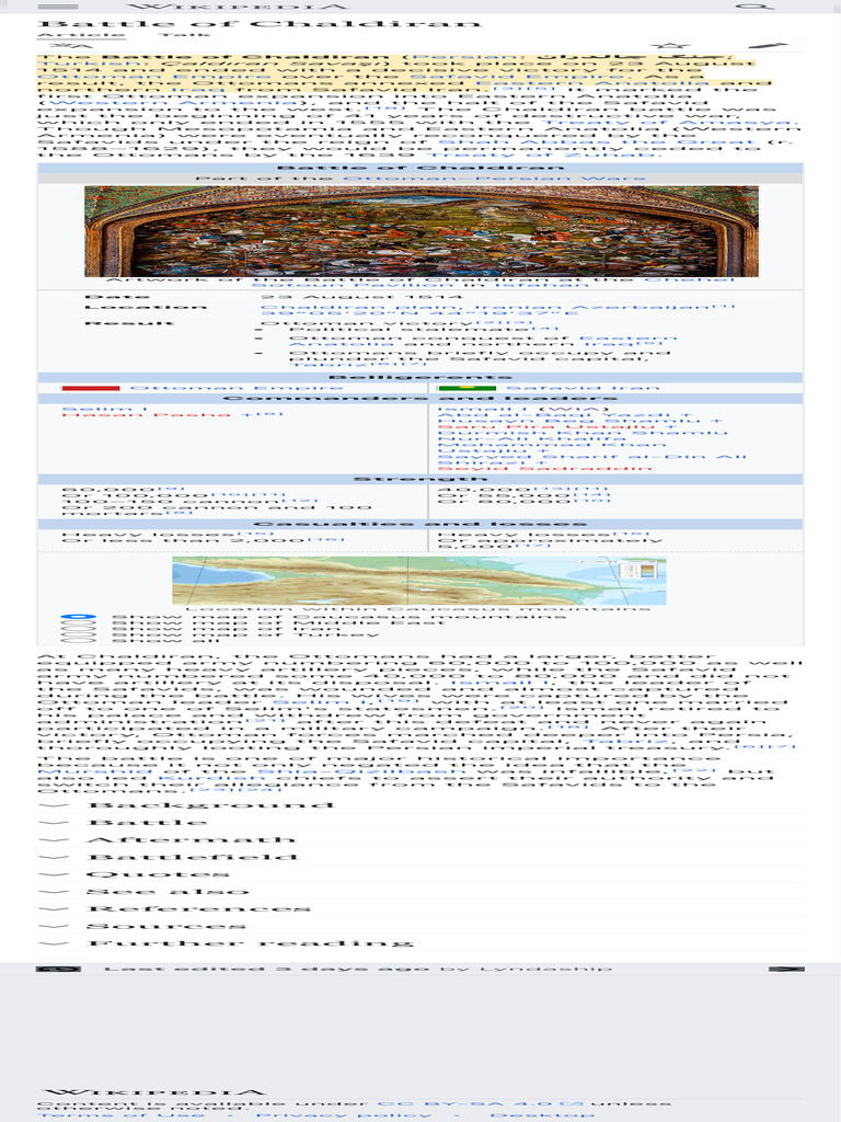 Battle of Chaldiran - Wikipedia | PDF
