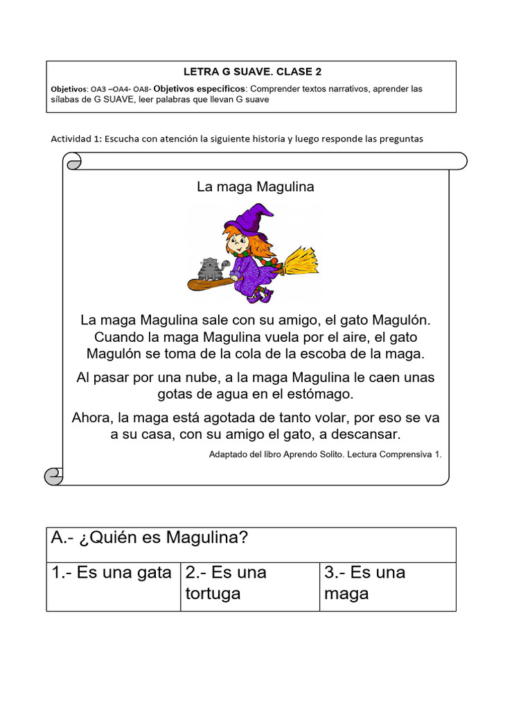 Letra G Suave. Clase 2 | PDF