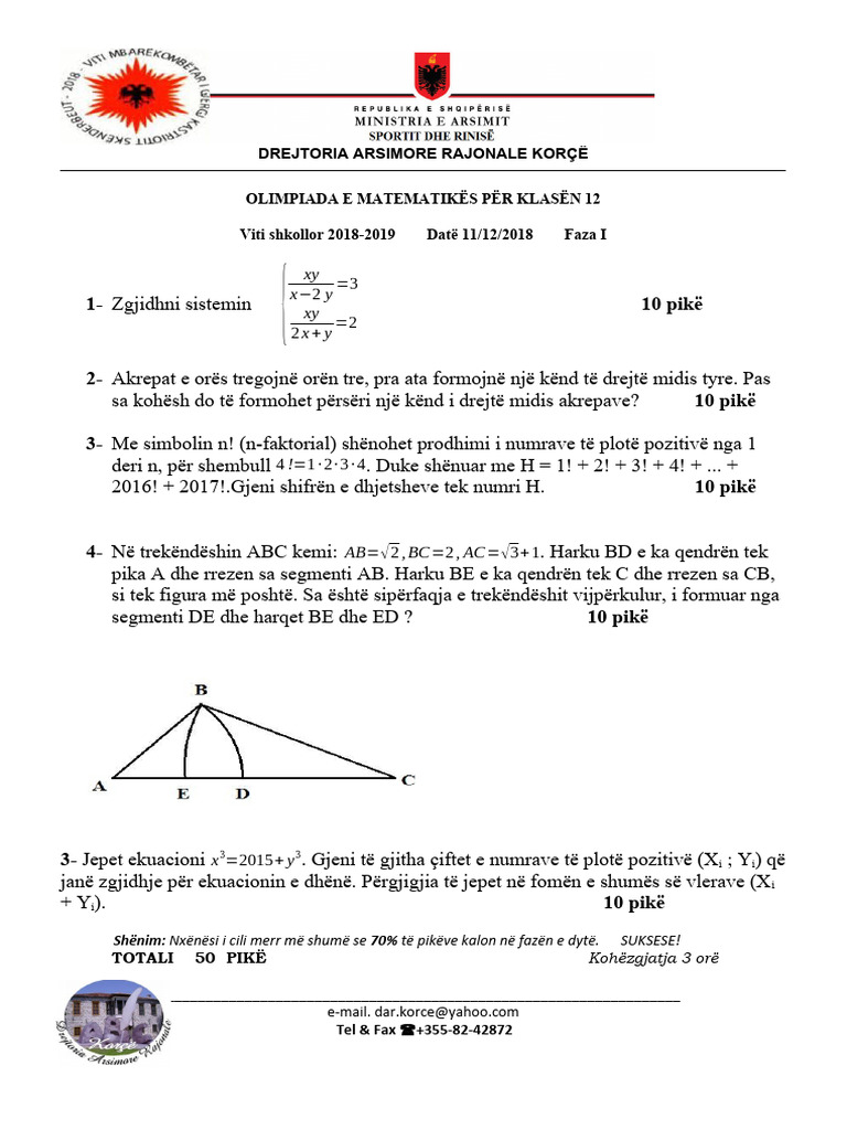 Klasa 12 Olimpiada Matematike | PDF