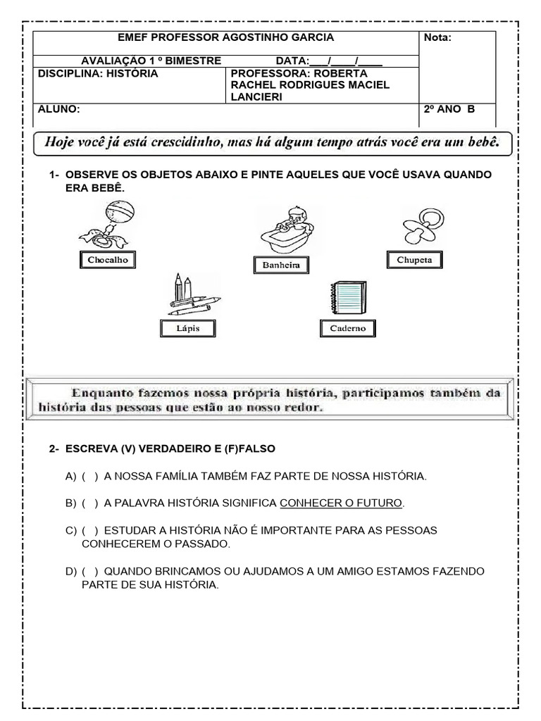 História 1 Bimestre 2 Ano B Pdf