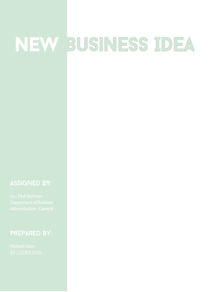 New Business Idea | PDF