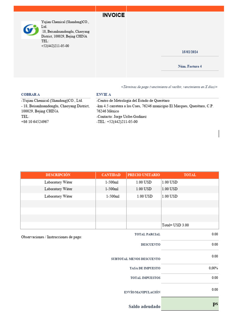 ES Invoice Template 1 Word 1 | PDF