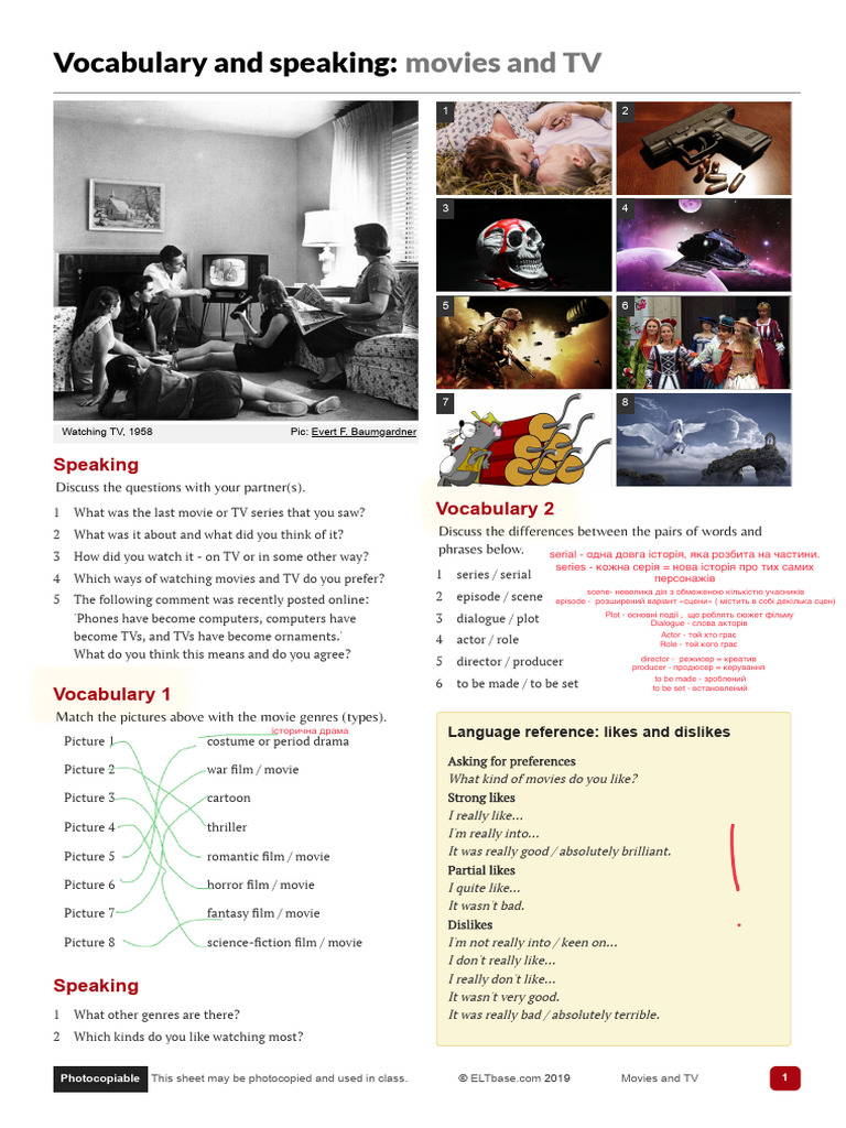 Movies TV Vocab Speaking Module | PDF