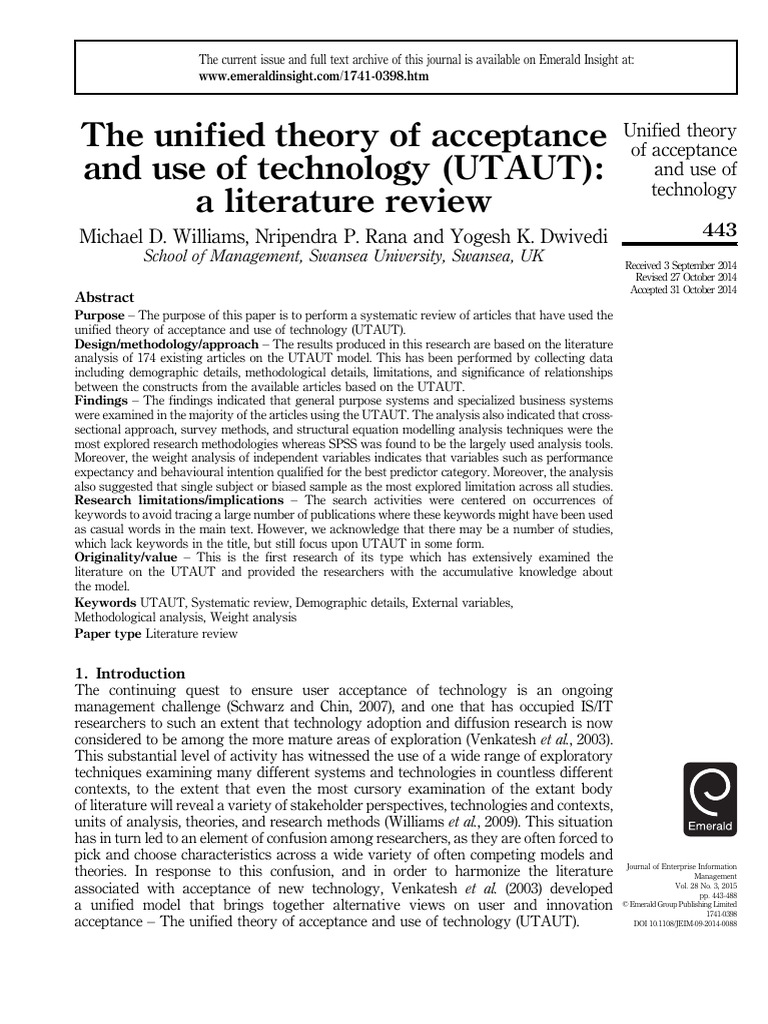 The Unified Theory of Acceptance | PDF | Information System | Information