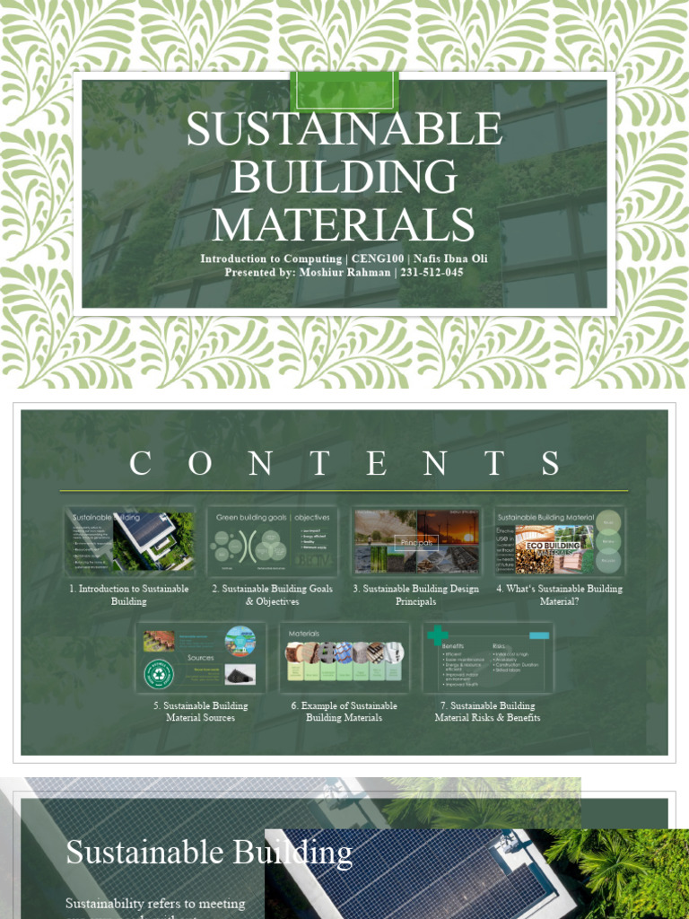 CENG100-Sustainable Building Material | PDF | Green Building ...