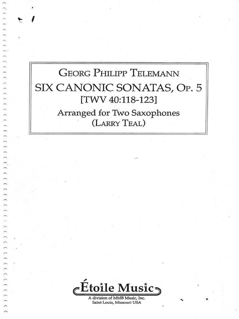 6 Canonic Sonatas, Op.5 - Telemann | PDF | Elements Of Music | Musical ...
