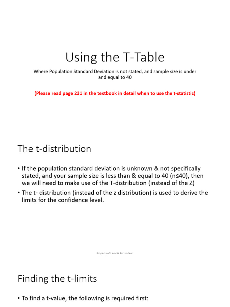 Using The T Table | PDF
