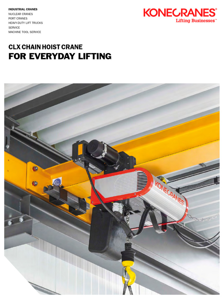 Konecranes Brochure CLX Chain Hoist Crane en 2014 2 | PDF | Crane (Machine) | Reliability ...