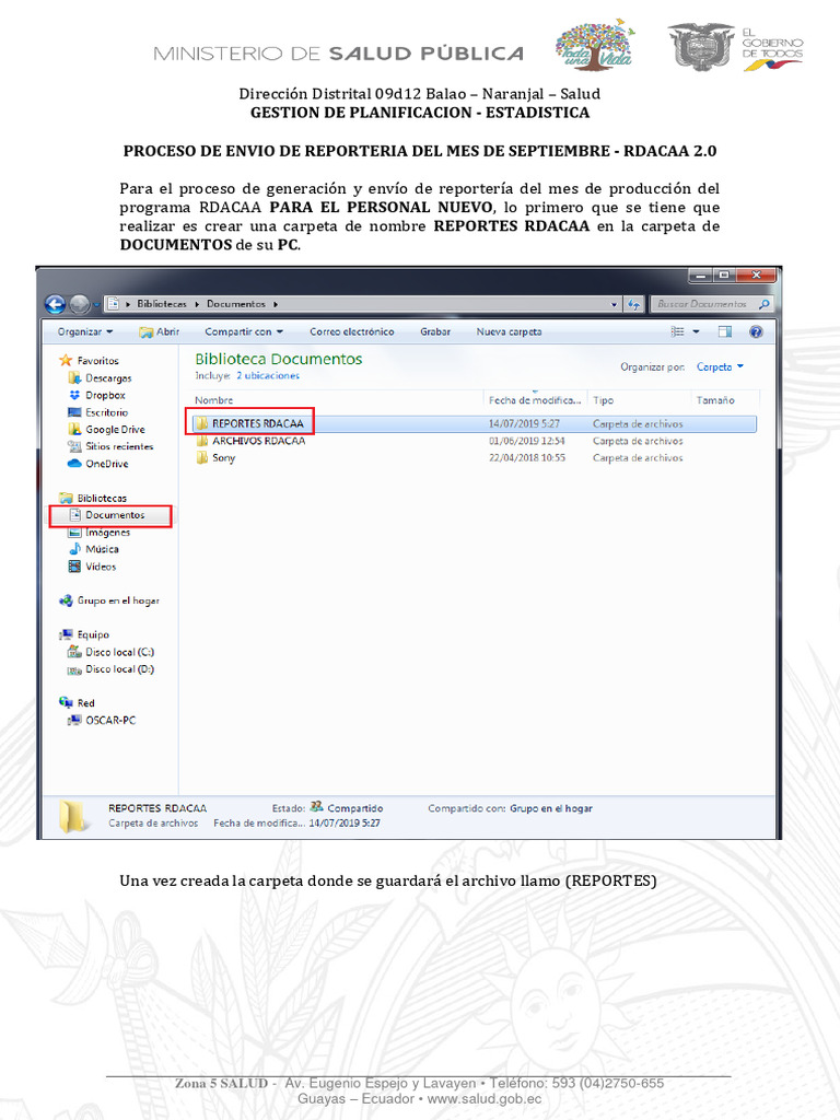 Proceso de Envio de Reporteria Del Mes Rdacaa 2.0 | PDF