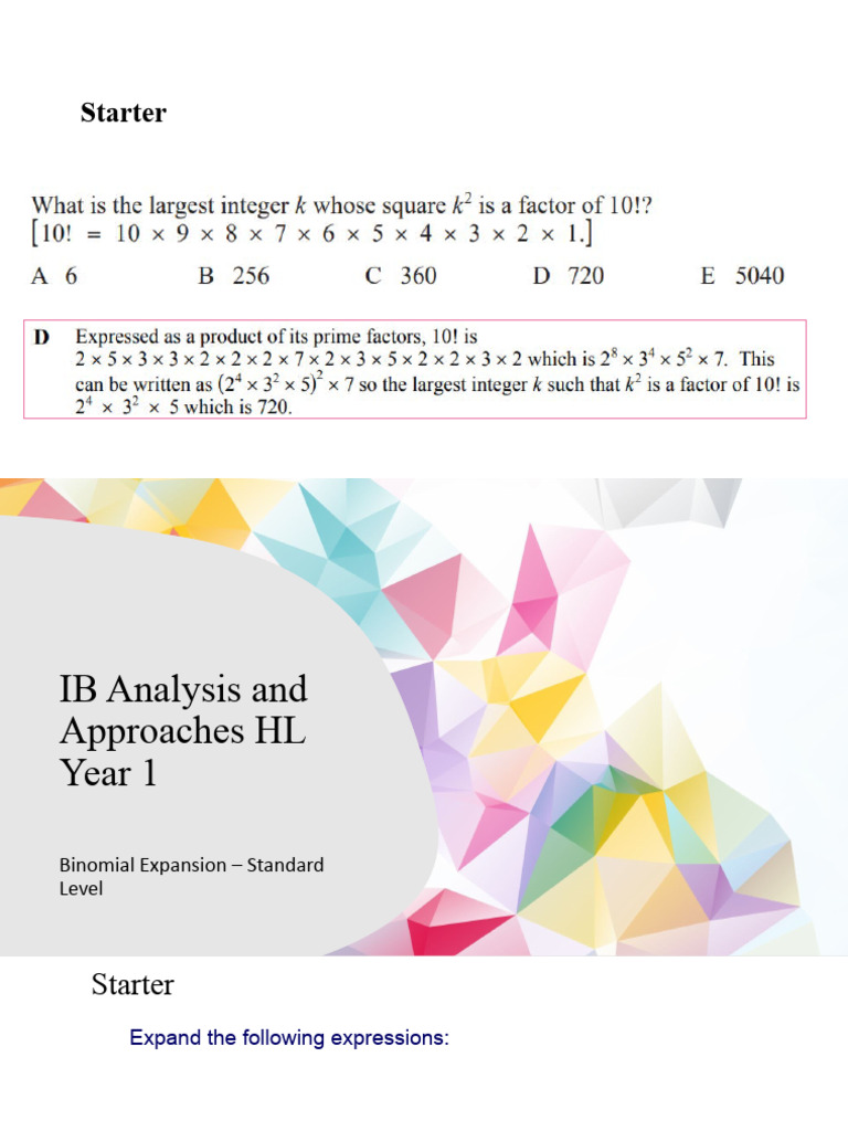 9a. Binomial Expansion SL | PDF | Mathematical Objects | Mathematics