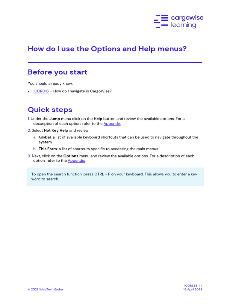 How Do I Use The Options and Help Menus? Before You Start | PDF | Keyboard Shortcut | Menu ...