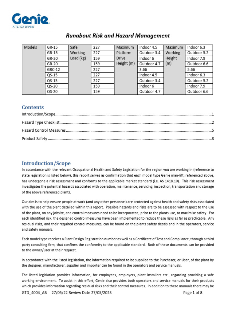 Runabouts Risk and Hazard Assessment | PDF