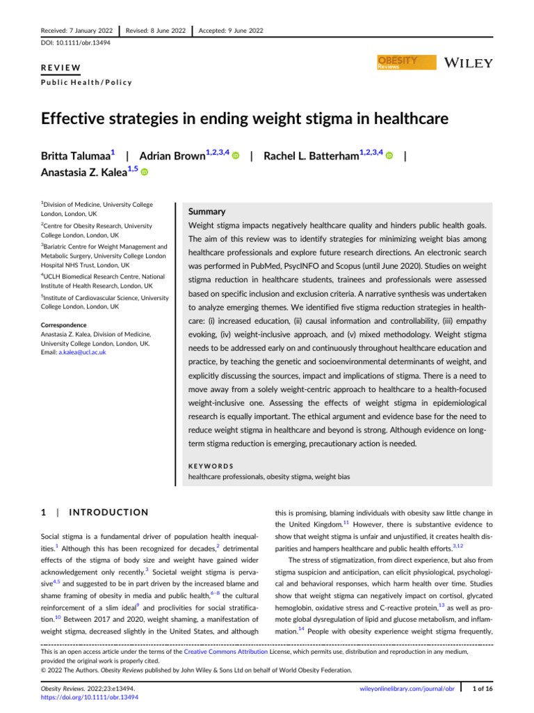 Effective Strategies in Ending Weight Stigma in Healthcare | PDF ... Effective Strategies in Ending Weight Stigma in Healthcare | PDF ...