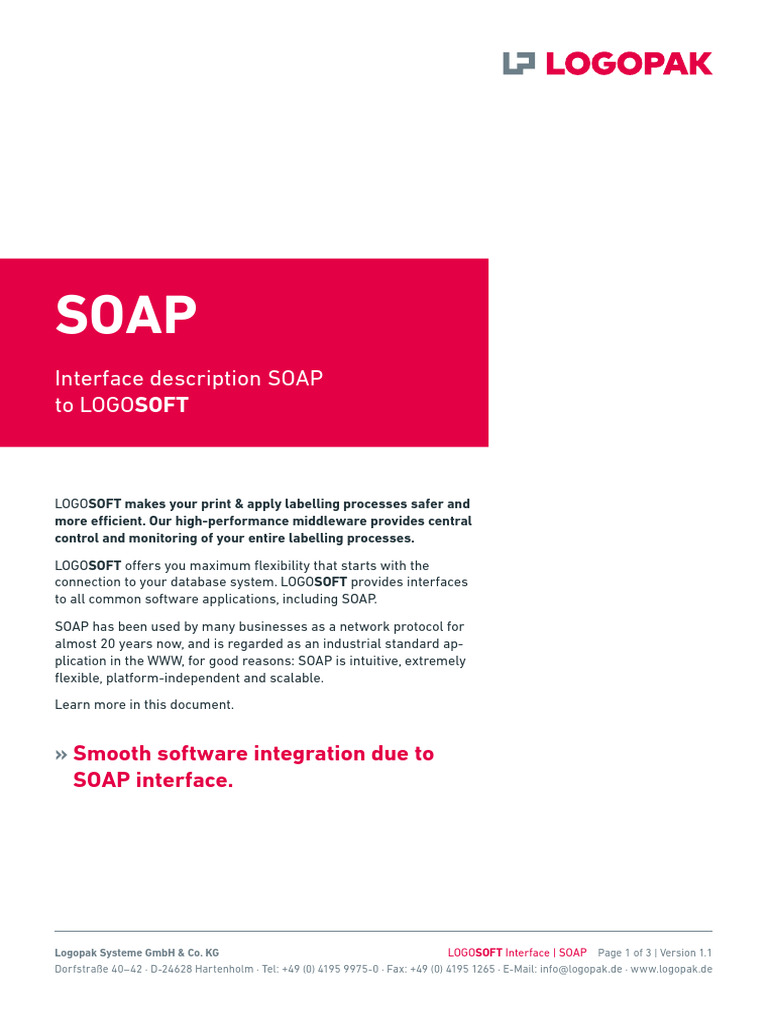 LOGOSOFT SOAP Interface Overview | PDF | Soap | Databases