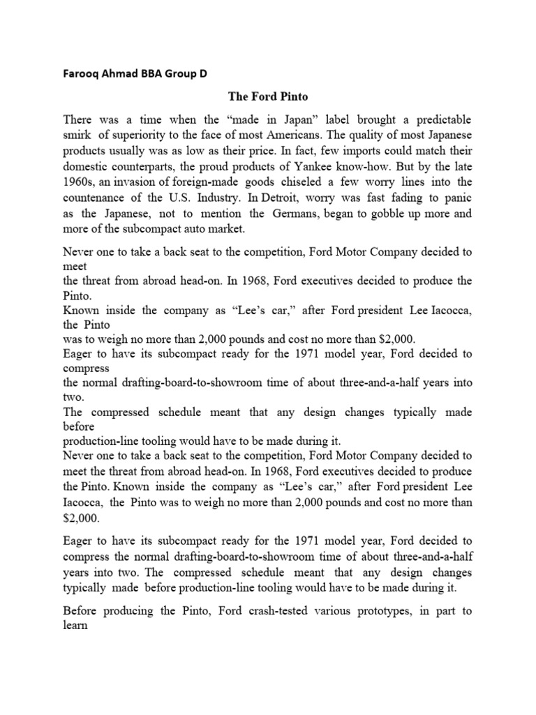 The Ford Pinto Case | PDF