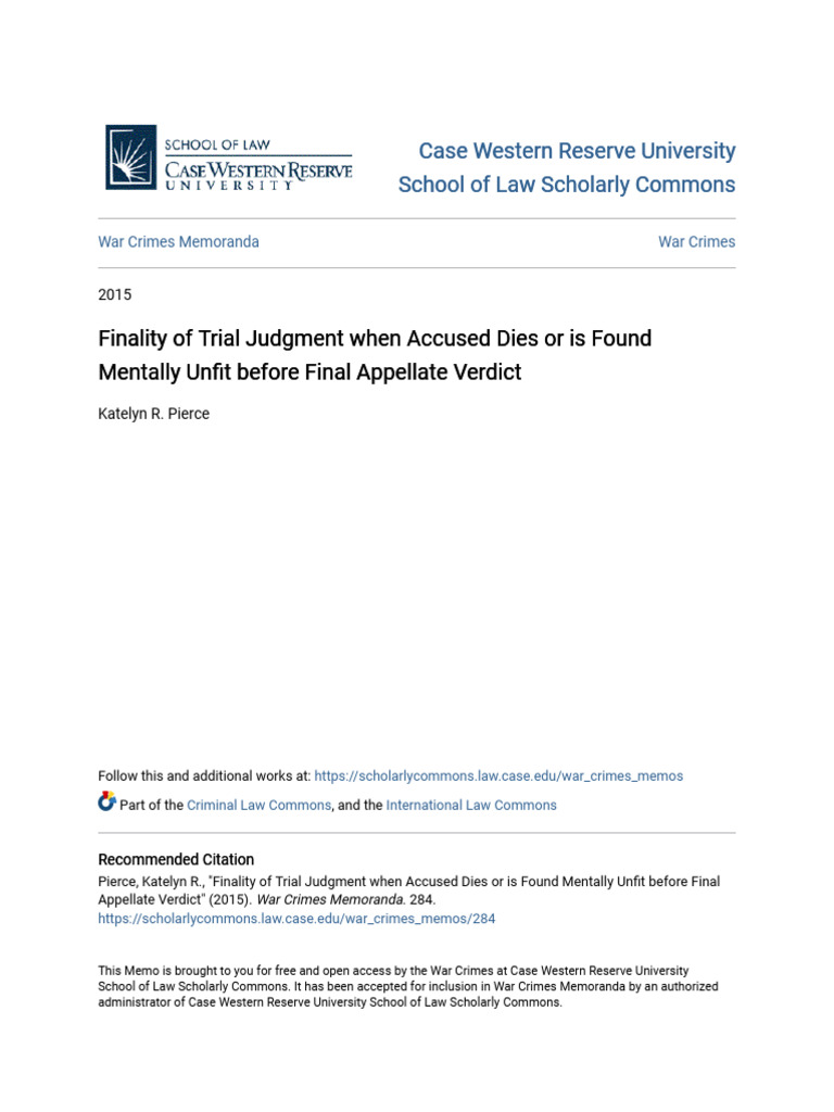 Finality of Trial Judgment When Accused Dies or Is Found Mentally | PDF