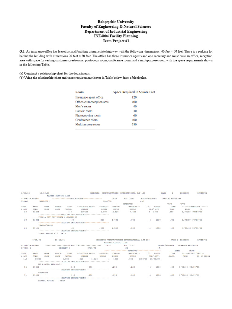 Facility Planning Project for Insurance Office | PDF | Distance | Geometry