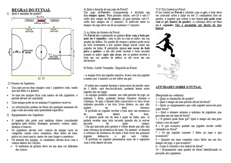 Regras Do Futsal e Atividades | PDF | Esportes coletivos | Jogos com bola