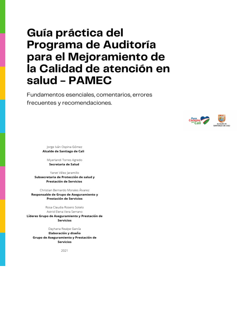 Cartilla PAMEC 2021 | PDF | Evaluación | Seguridad del paciente