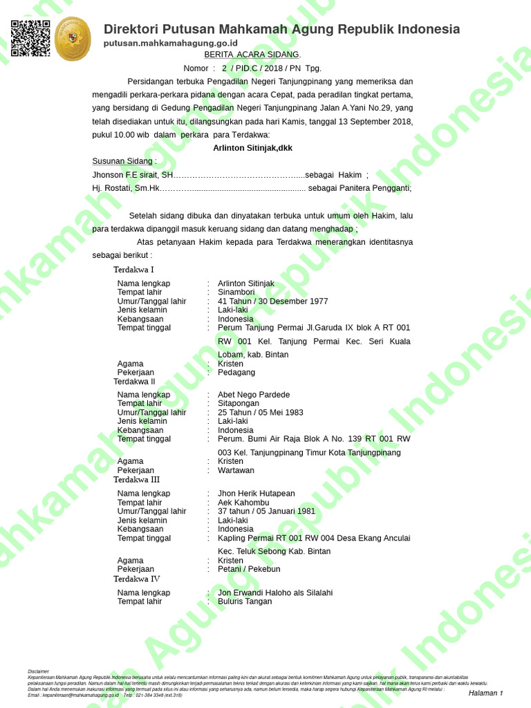 Putusan 2 Pid.c 2018 PN TPG 20230502092352 | PDF