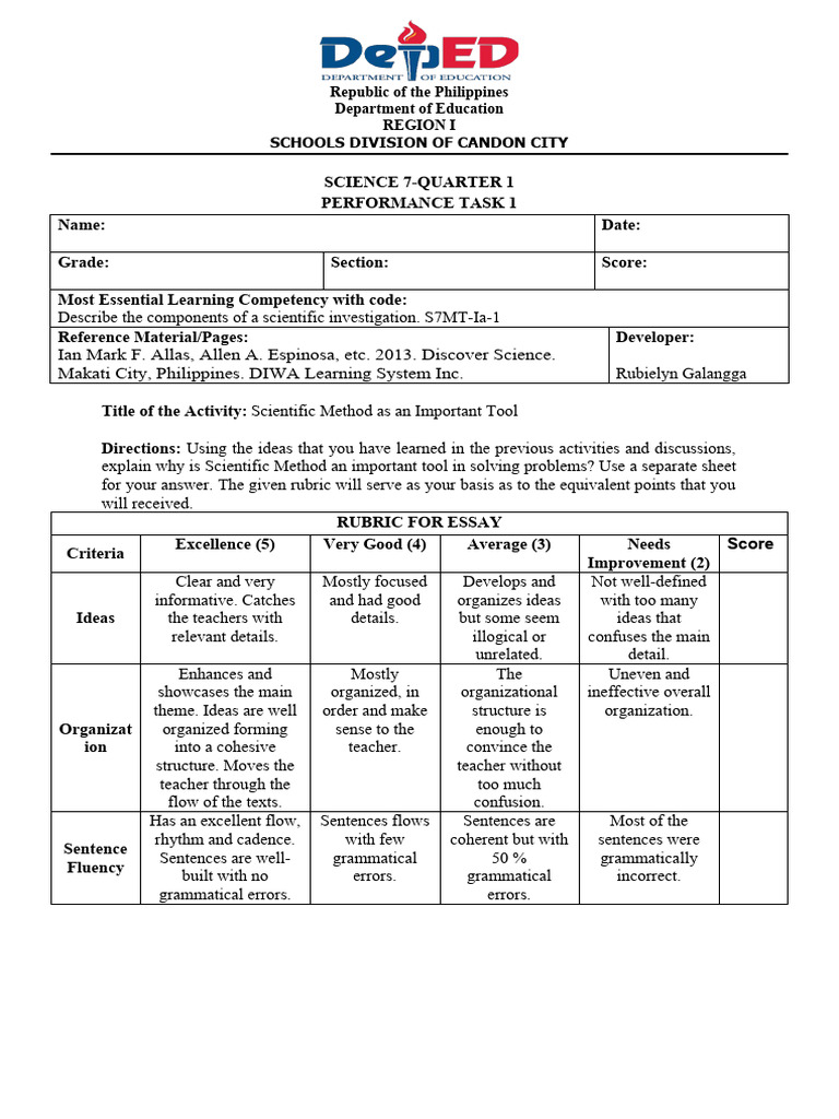 Performance Task 1 - Science | PDF