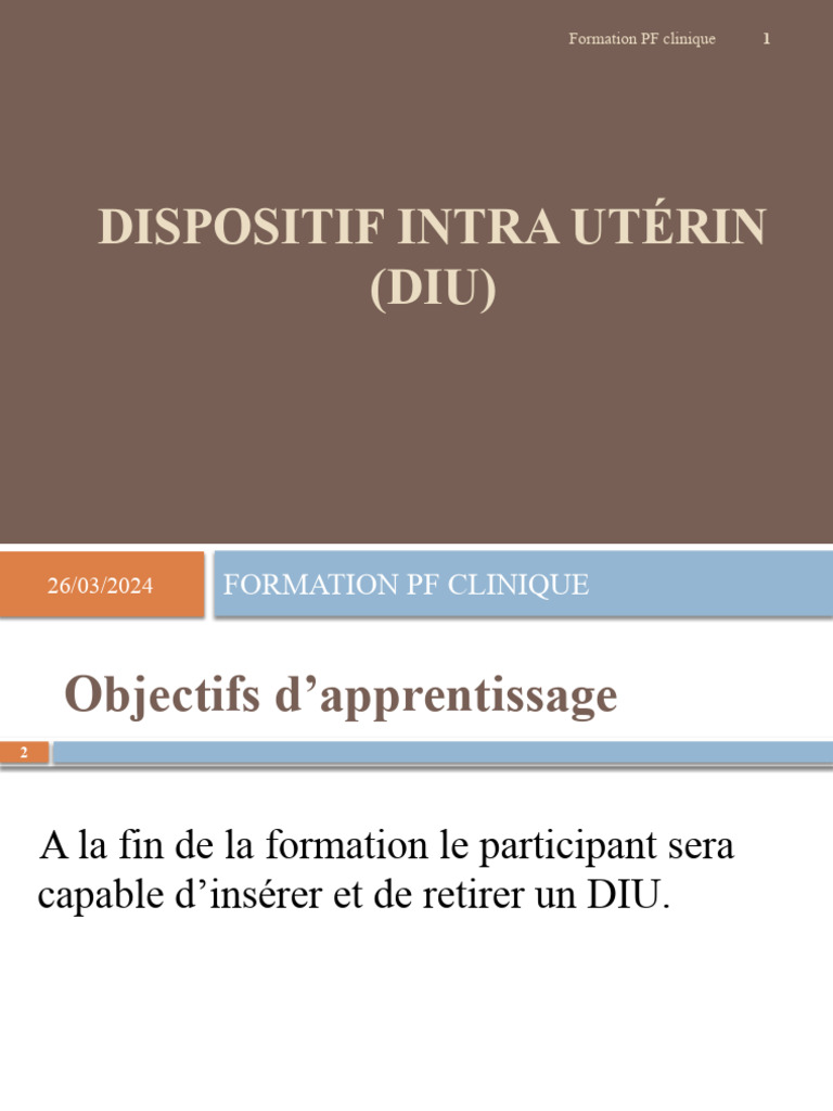 Formation sur le Dispositif Intra-Utérin | PDF | Cycle menstruel ...