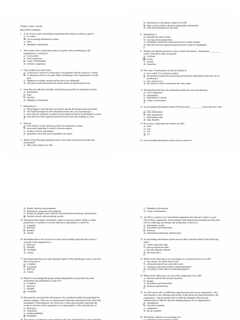 AIS Concepts and Test Questions | PDF | Information | Strategic Management