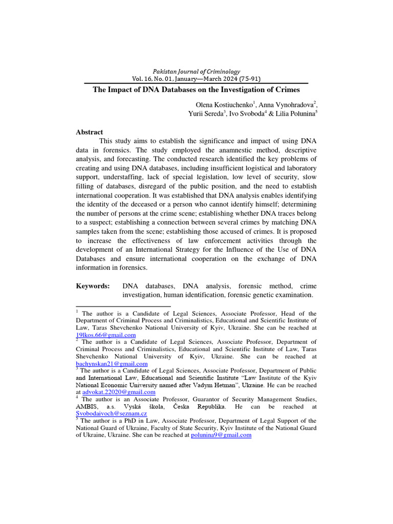 6 The Impact Of Dna Databases Pdf Dna Profiling Forensic Science