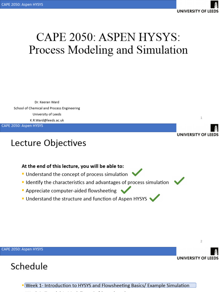 CAPE 2050 Intro To HYSYS Session 1 | PDF | Simulation | Chemistry