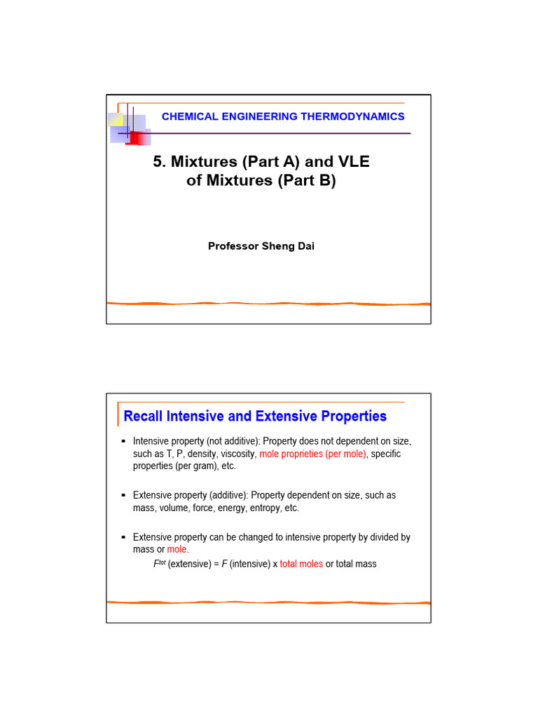 Lec 5 VLE of Mixtures | PDF | Chemical Equilibrium | Solubility